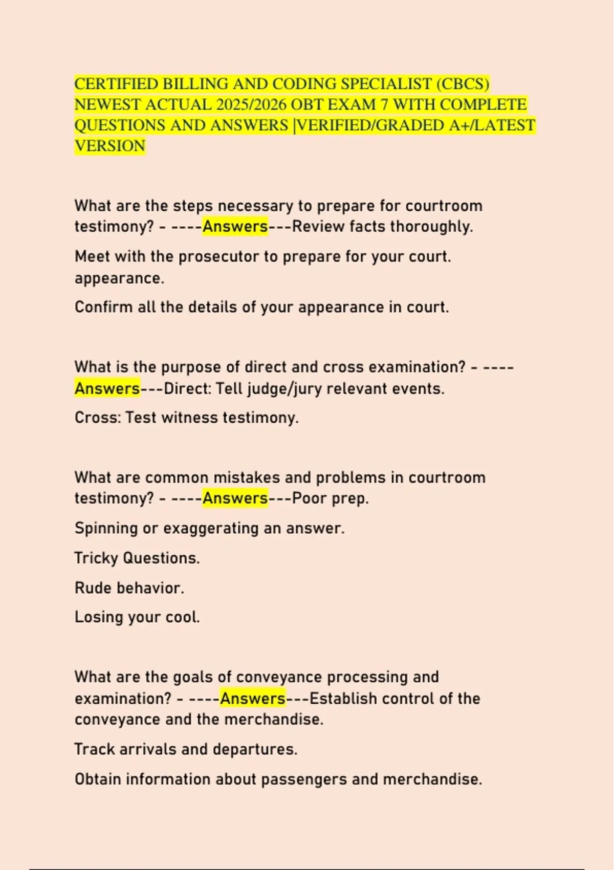 CERTIFIED BILLING AND CODING SPECIALIST (CBCS) NEWEST ACTUAL 2025/2026 ...