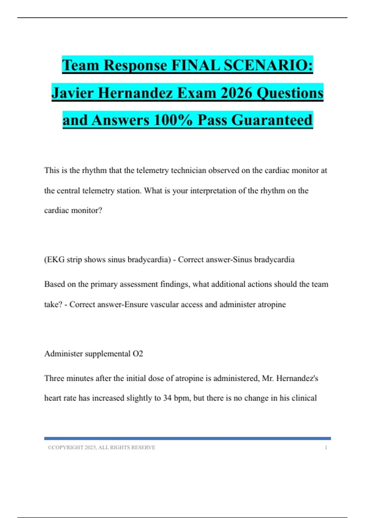 Team Response FINAL SCENARIO: Javier Hernandez Exam 2026 Questions and ...