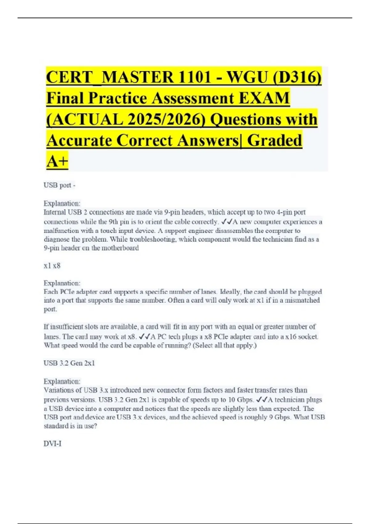 CERT_MASTER 1101 - WGU (D316) Final Practice Assessment EXAM (ACTUAL ...