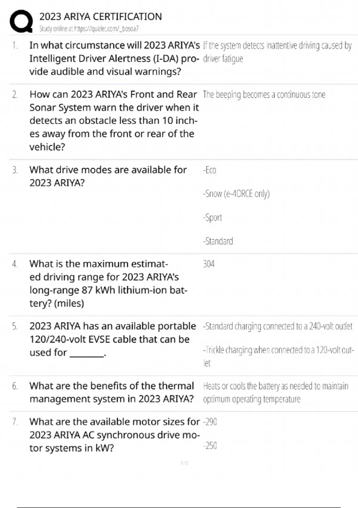 2023 Nissan Ariya Certification / Technician Exam & Study Guide / 2025 ...