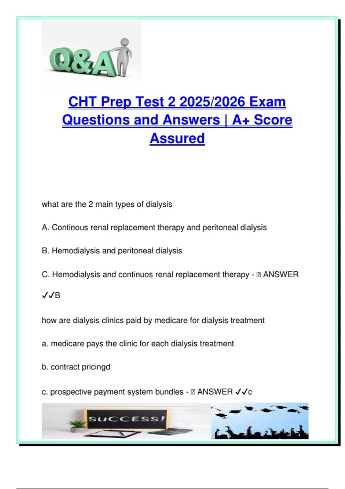CHT Practice Test 2 | 2025/2026 Exam Prep | 160+ Questions on ...
