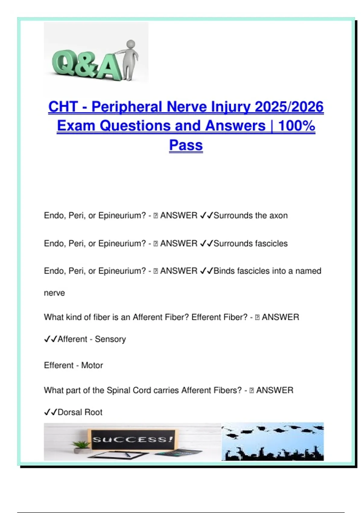 CHT Peripheral Nerve Injury 2025/2026 | 130+ Solved Questions on Nerve ...