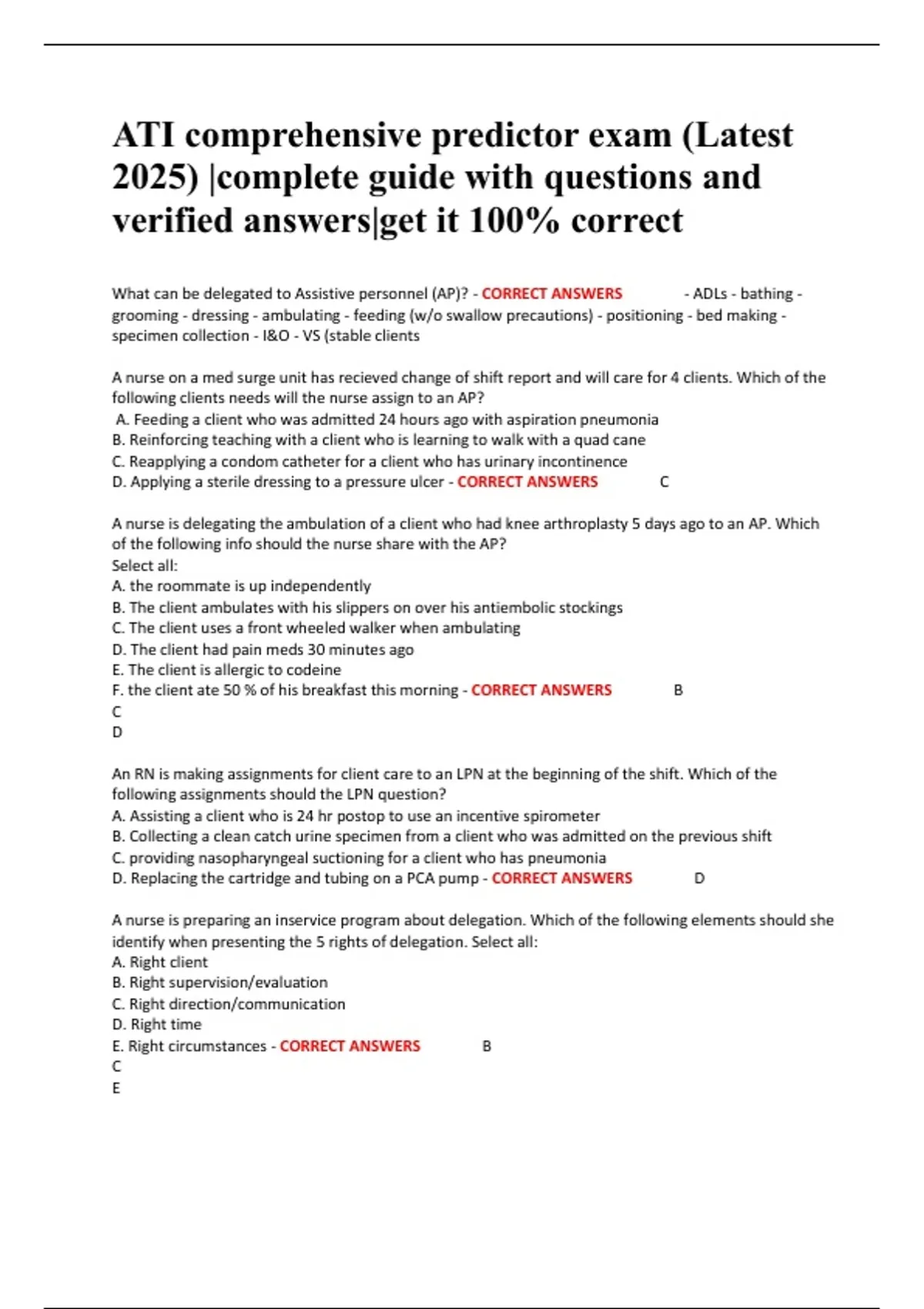 Summary ATI comprehensive predictor exam (Latest 2025) |complete guide ...