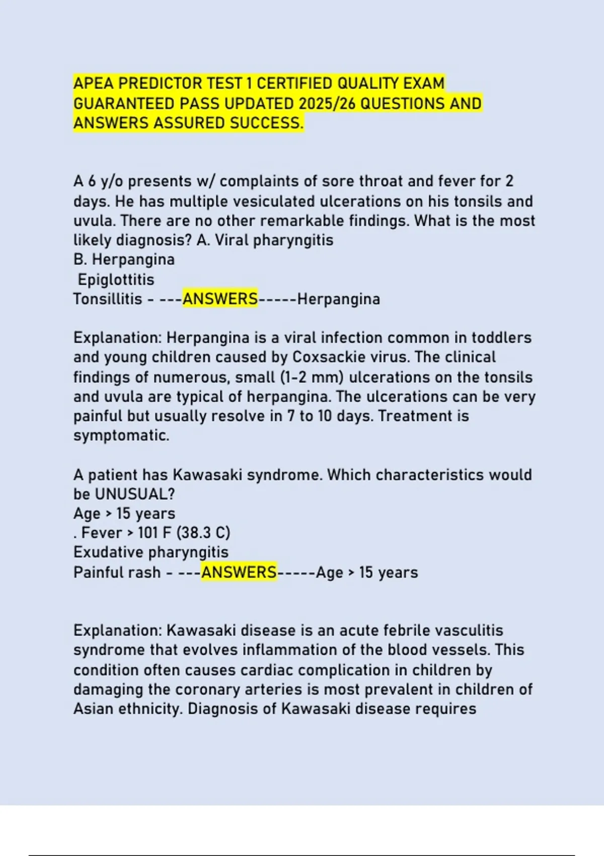 APEA PREDICTOR TEST 1 CERTIFIED QUALITY EXAM GUARANTEED PASS UPDATED ...