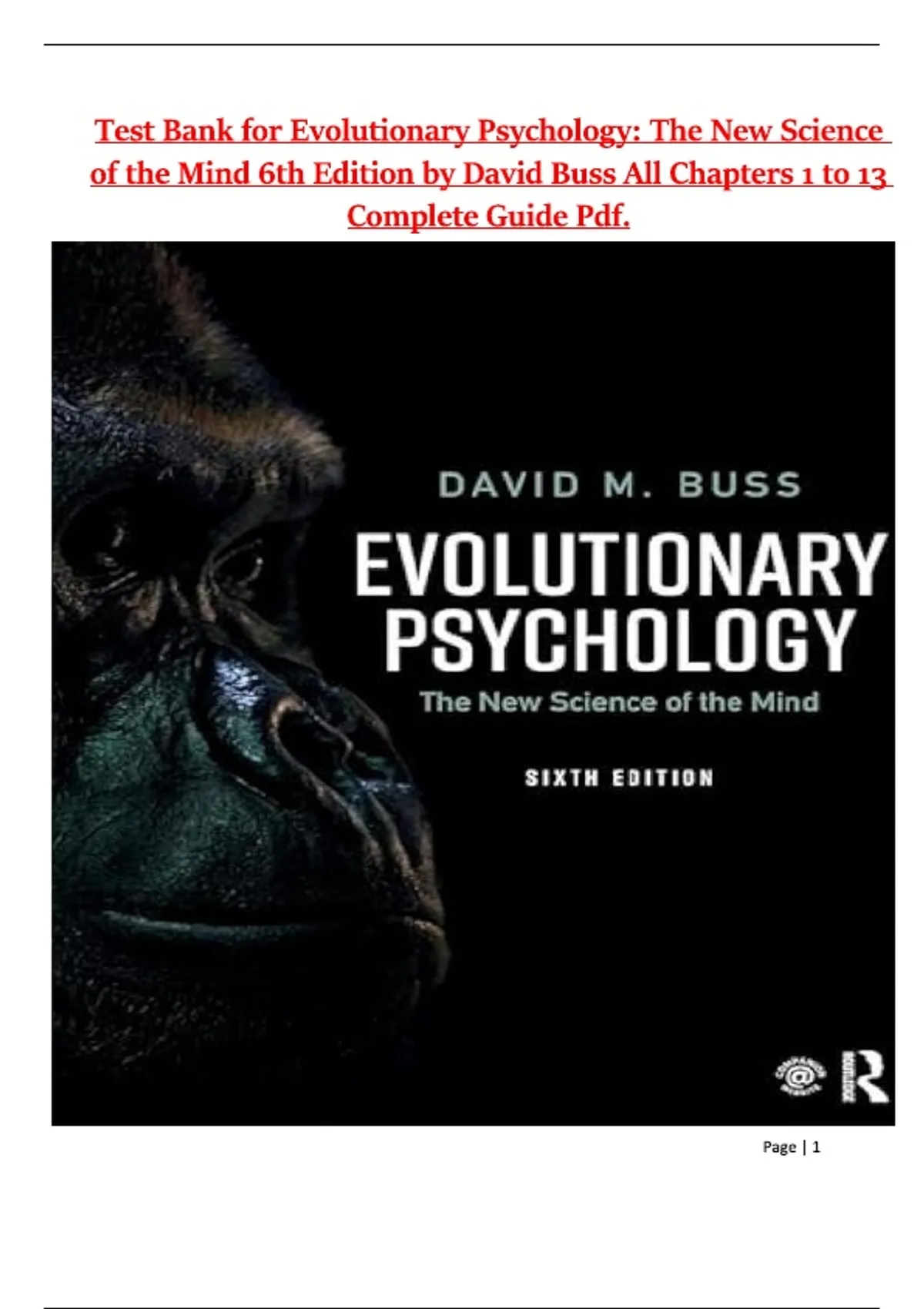 Test Bank for Evolutionary Psychology: The New Science of the Mind 6th ...