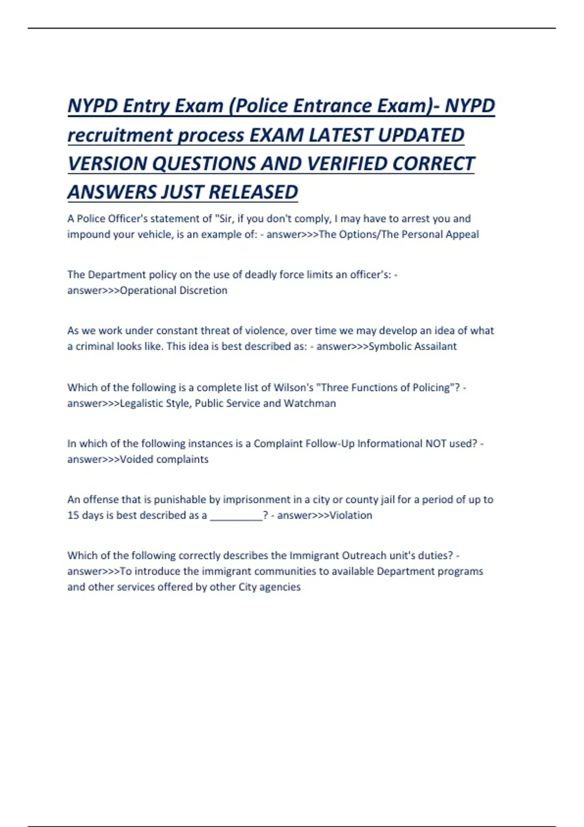 NYPD Entry Exam (Police Entrance Exam)- NYPD recruitment process EXAM ...
