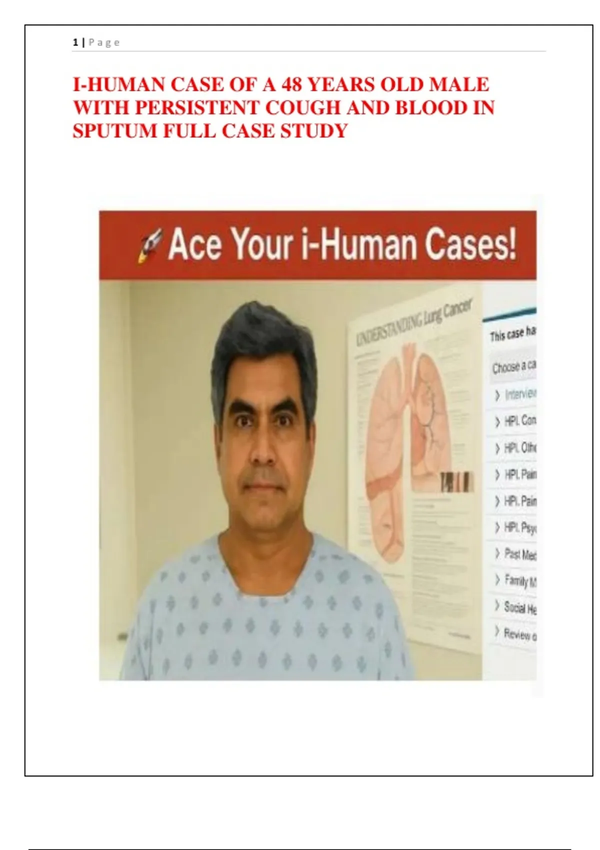 I-HUMAN CASE OF A 48 YEARS OLD MALE WITH PERSISTENT COUGH AND BLOOD IN ...
