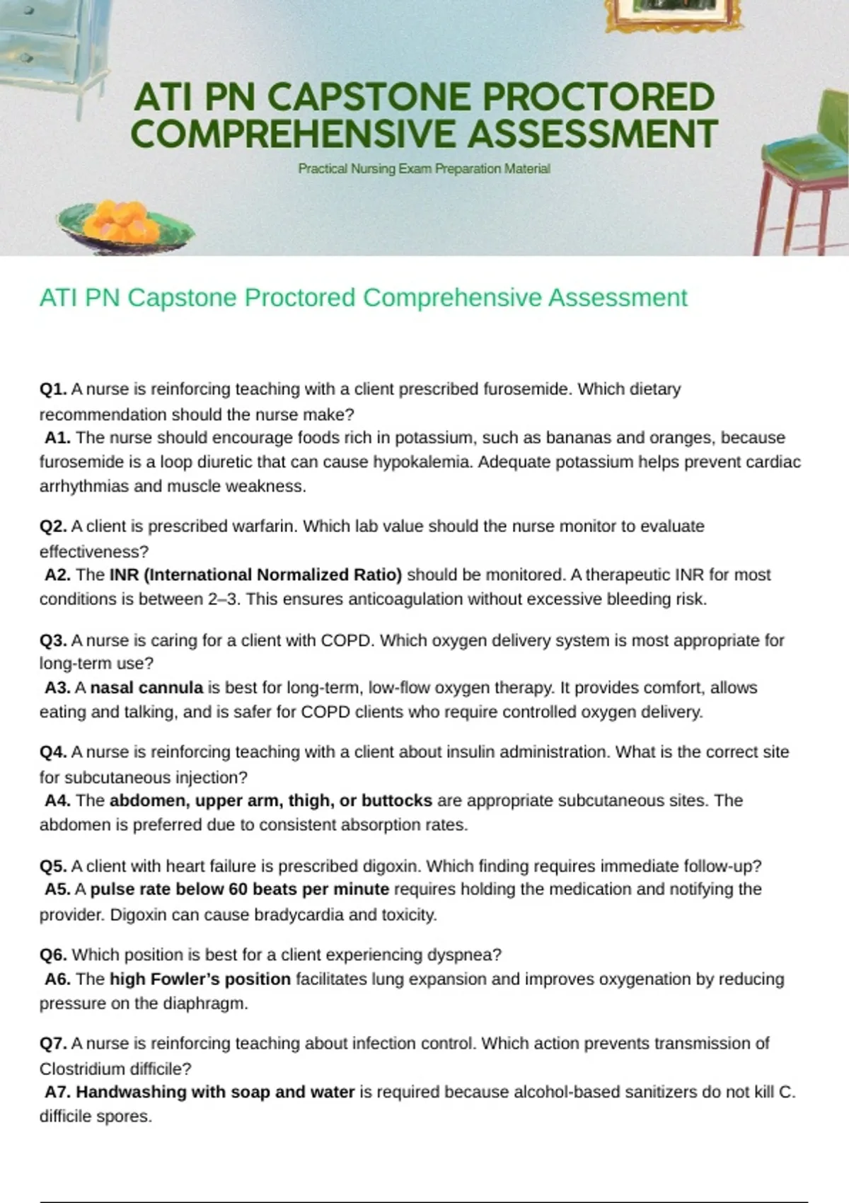 ATI PN Capstone Proctored Comprehensive Assessment – Practical Nursing ...