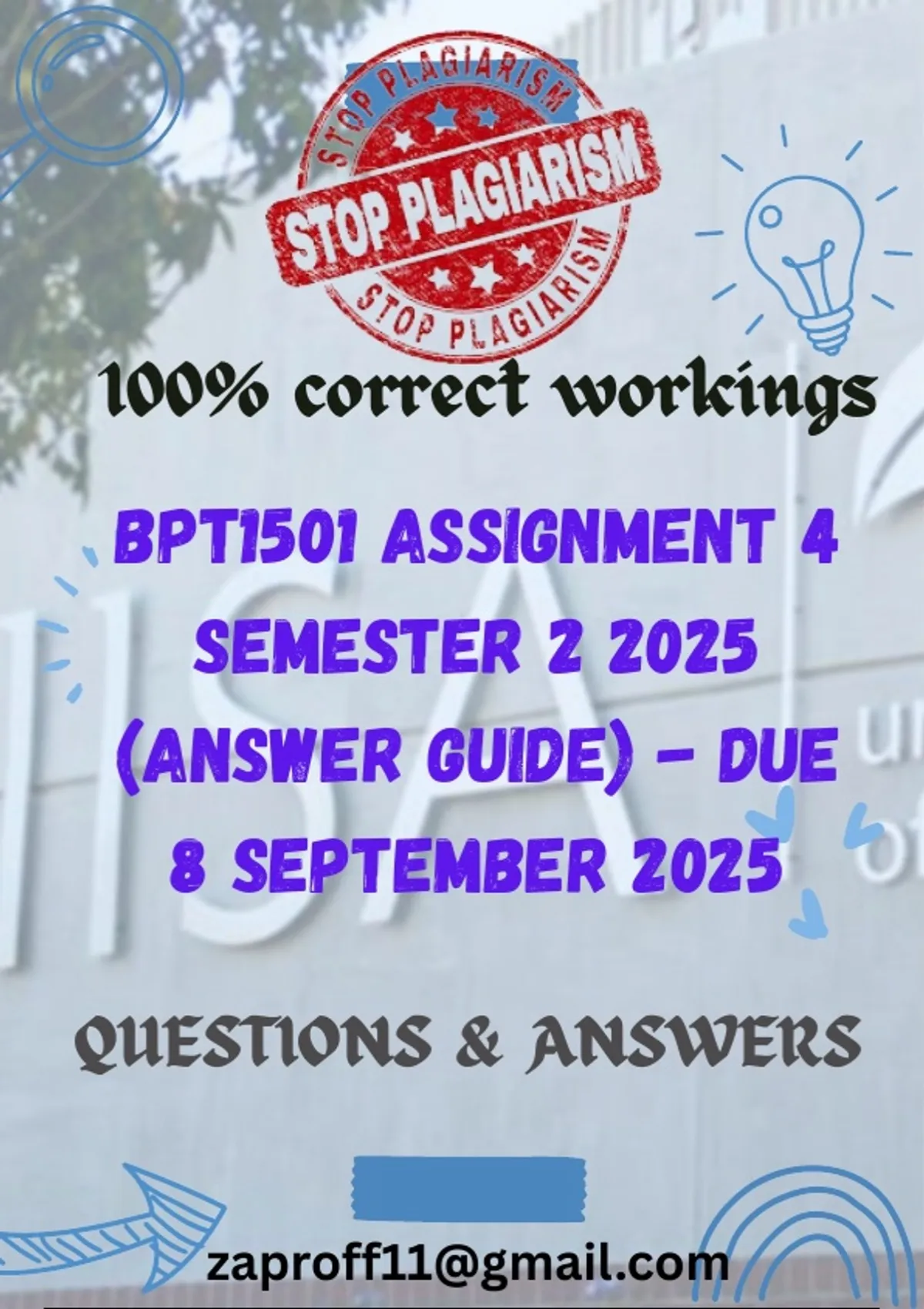 BPT1501 Assignment 4 Semester 2 2025 (Answer Guide) - Due 8 September ...