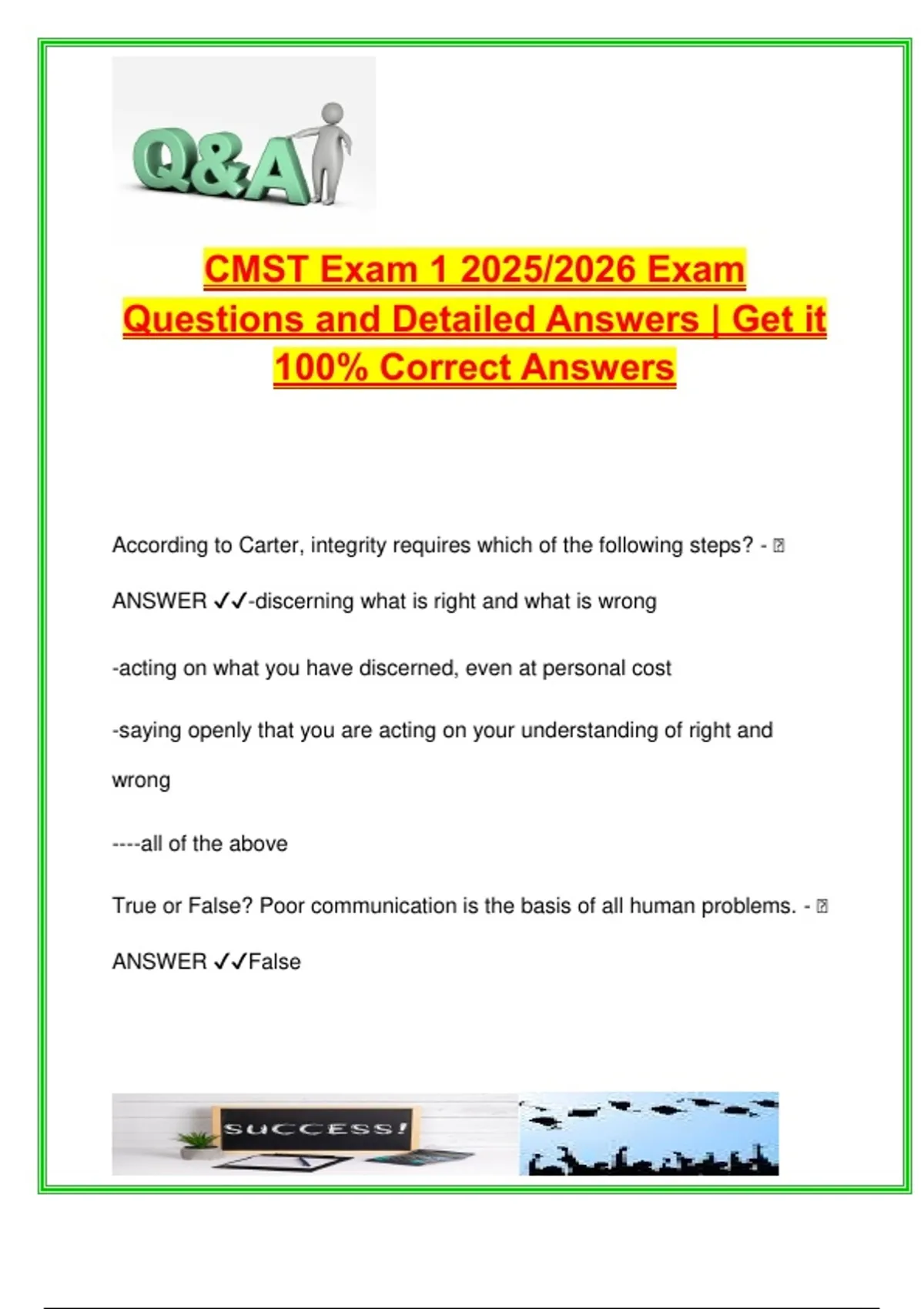 CMST Exam 1 – 2025/2026 – 100% Solved Questions on Communication Models, Ethics, Public Speaking ...