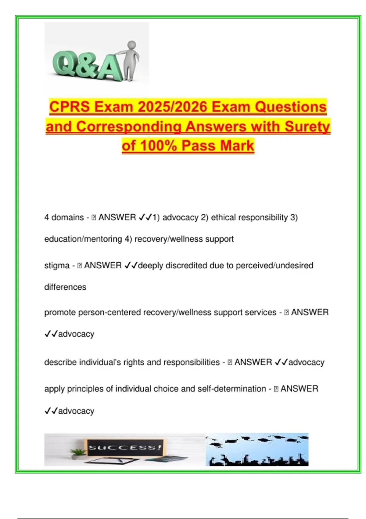 CPRS Exam (2025/2026) – 100 Verified Questions | Peer Recovery, Ethics, Trauma-Informed Care ...
