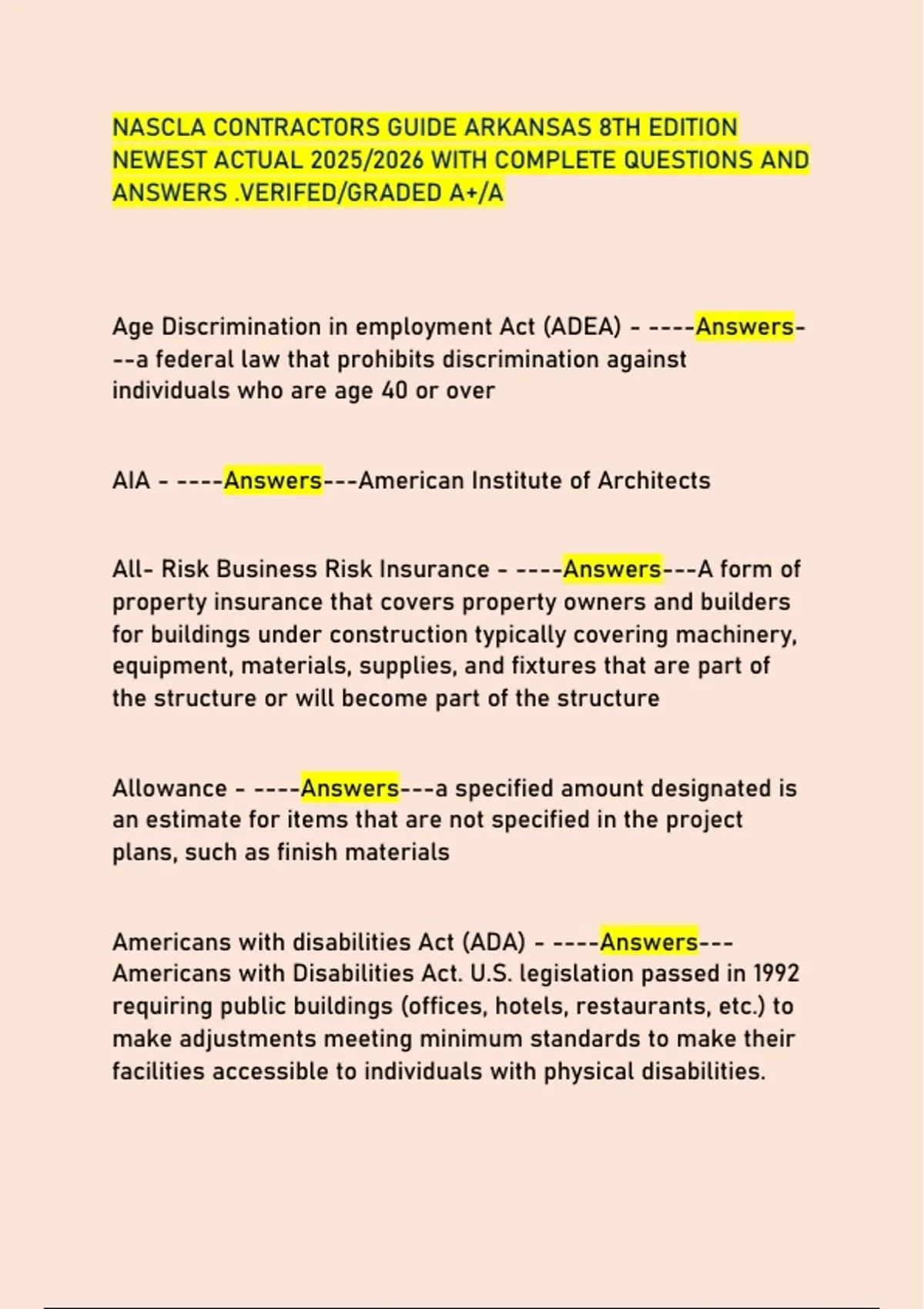 NASCLA CONTRACTORS GUIDE ARKANSAS 8TH EDITION NEWEST ACTUAL 2025/2026 ...