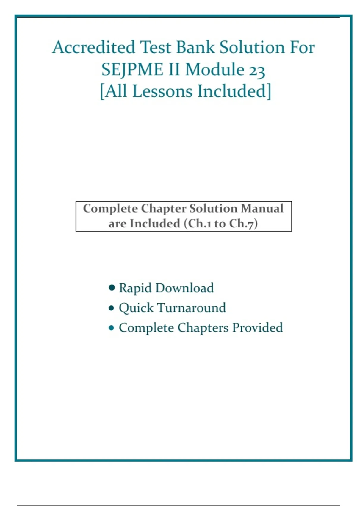 Accredited Test Bank Solution For SEJPME II Module 23 - Computer ...