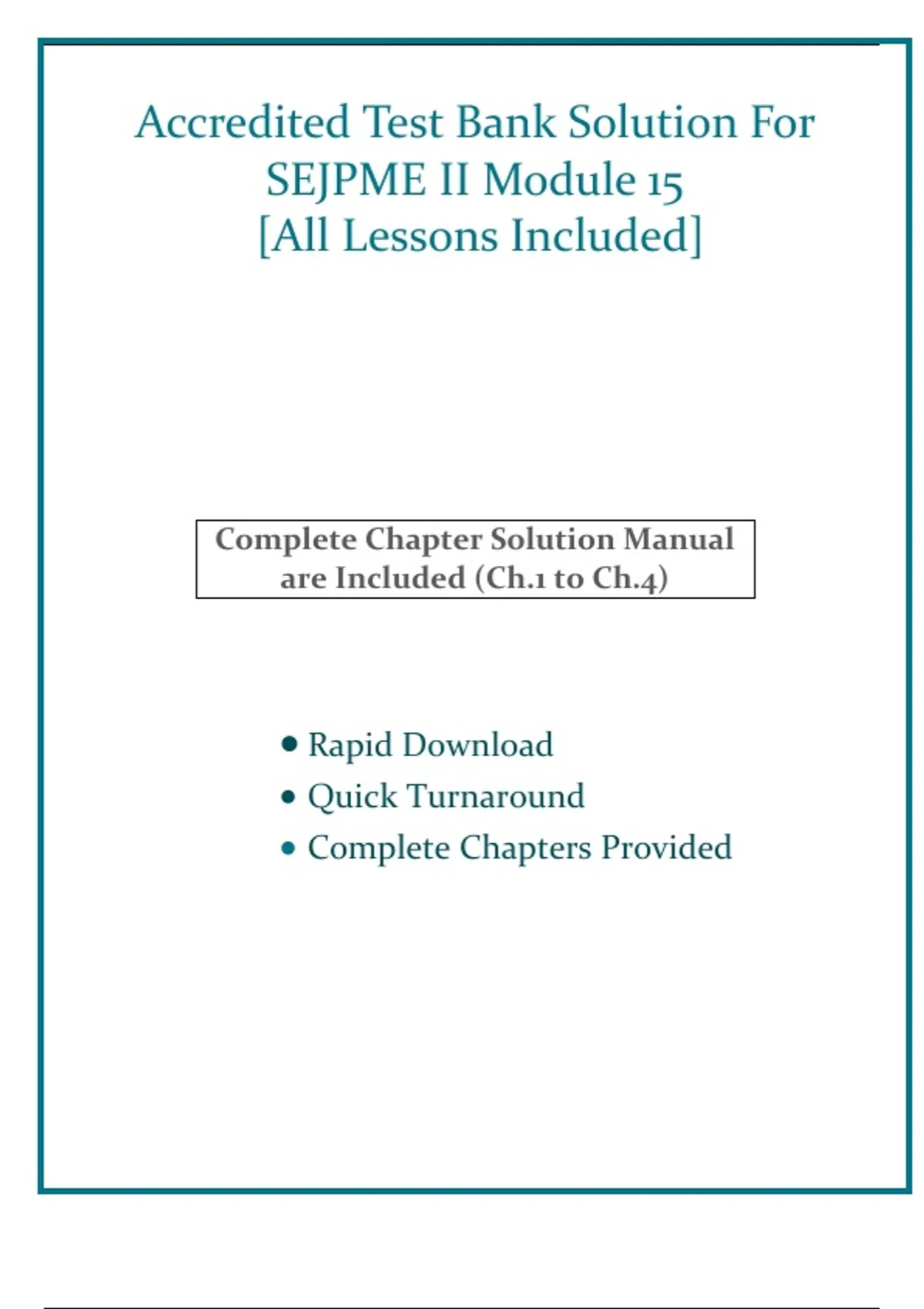 Accredited Test Bank Solution For SEJPME II Module 15 - Computer ...