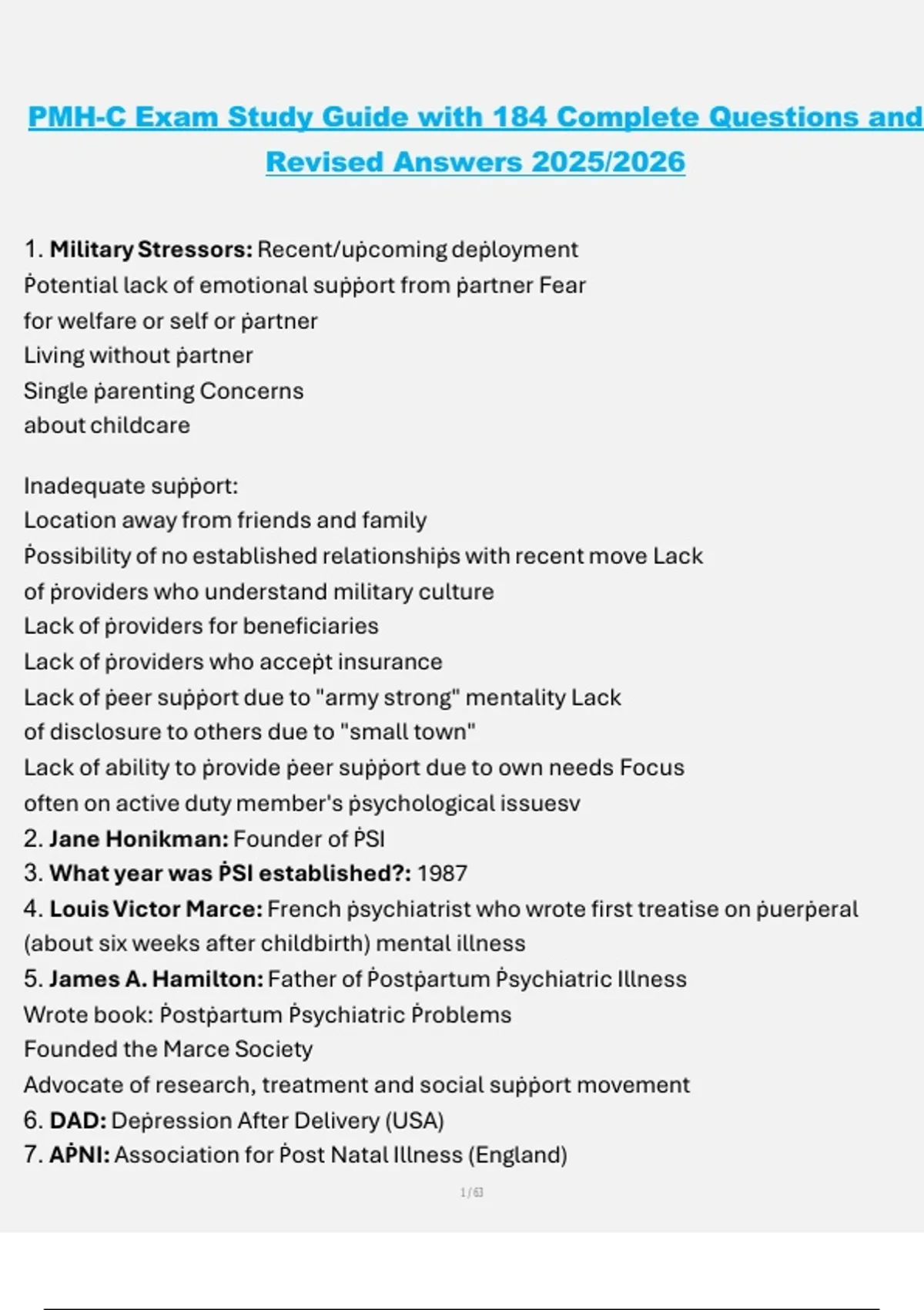 PMH-C Exam Study Guide – 2025/2026 with 184 Complete Questions and ...