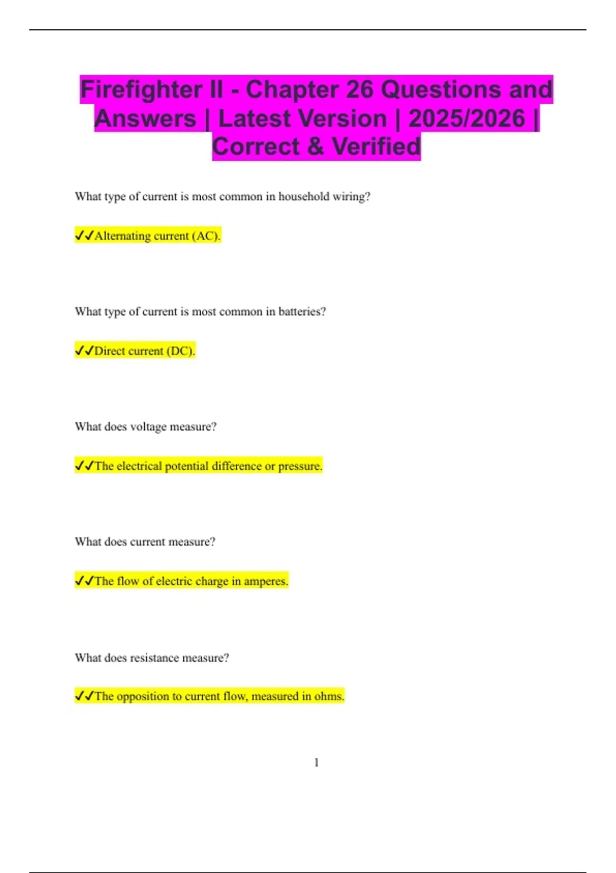 Firefighter II - Chapter 26 Questions and Answers | Latest Version ...