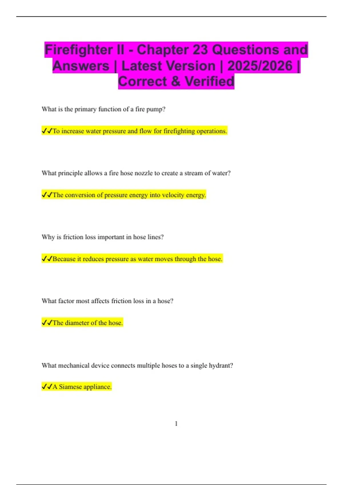 Firefighter II - Chapter 23 Questions and Answers | Latest Version ...