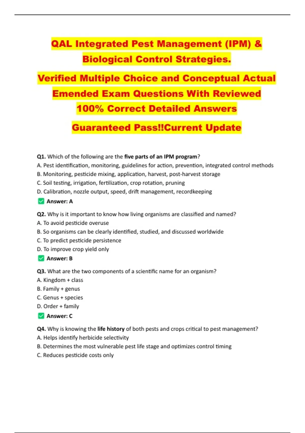QAL Integrated Pest Management (IPM) & Biological Control Strategies ...