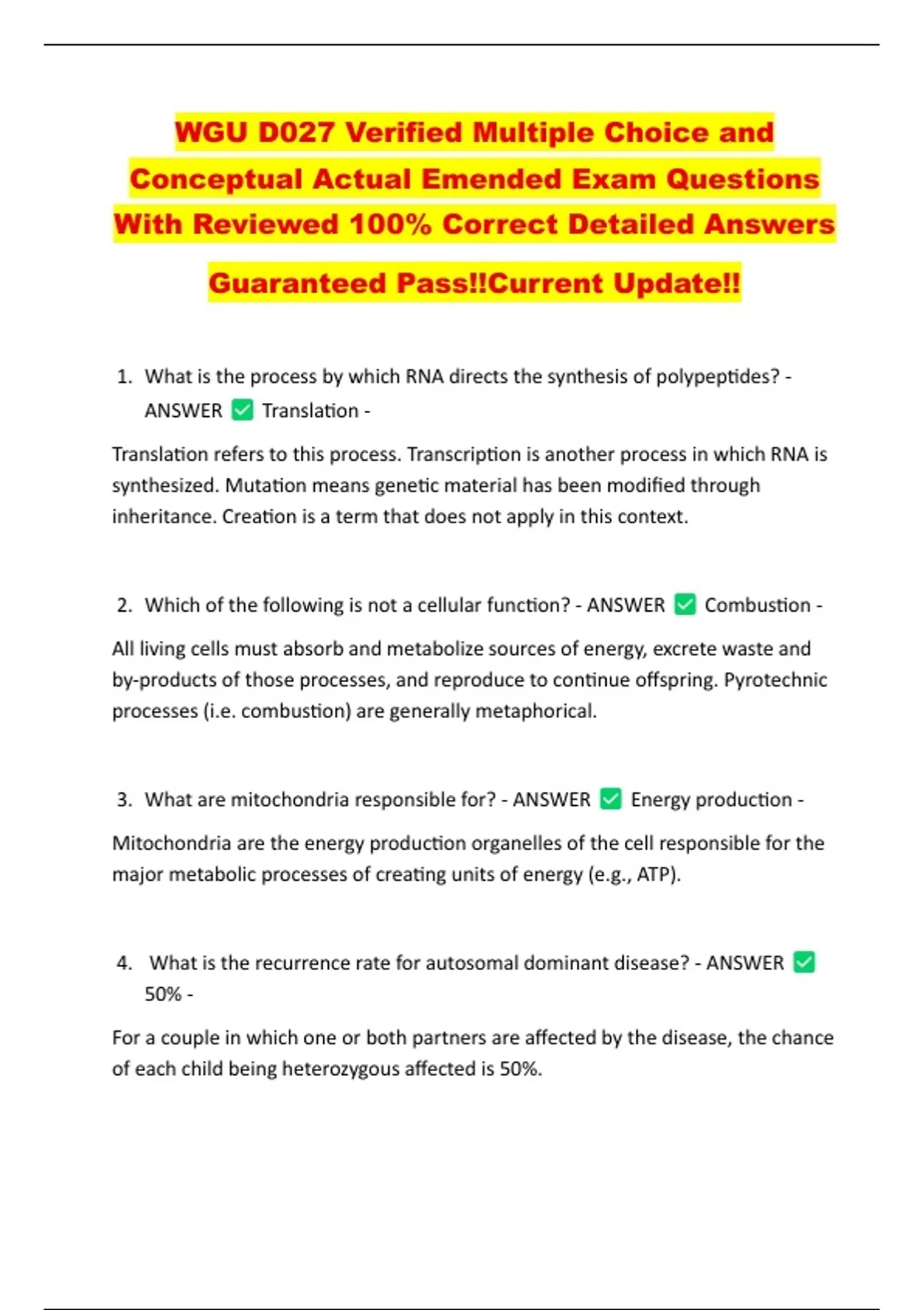 WGU D027 Verified Multiple Choice and Conceptual Actual Emended Exam ...