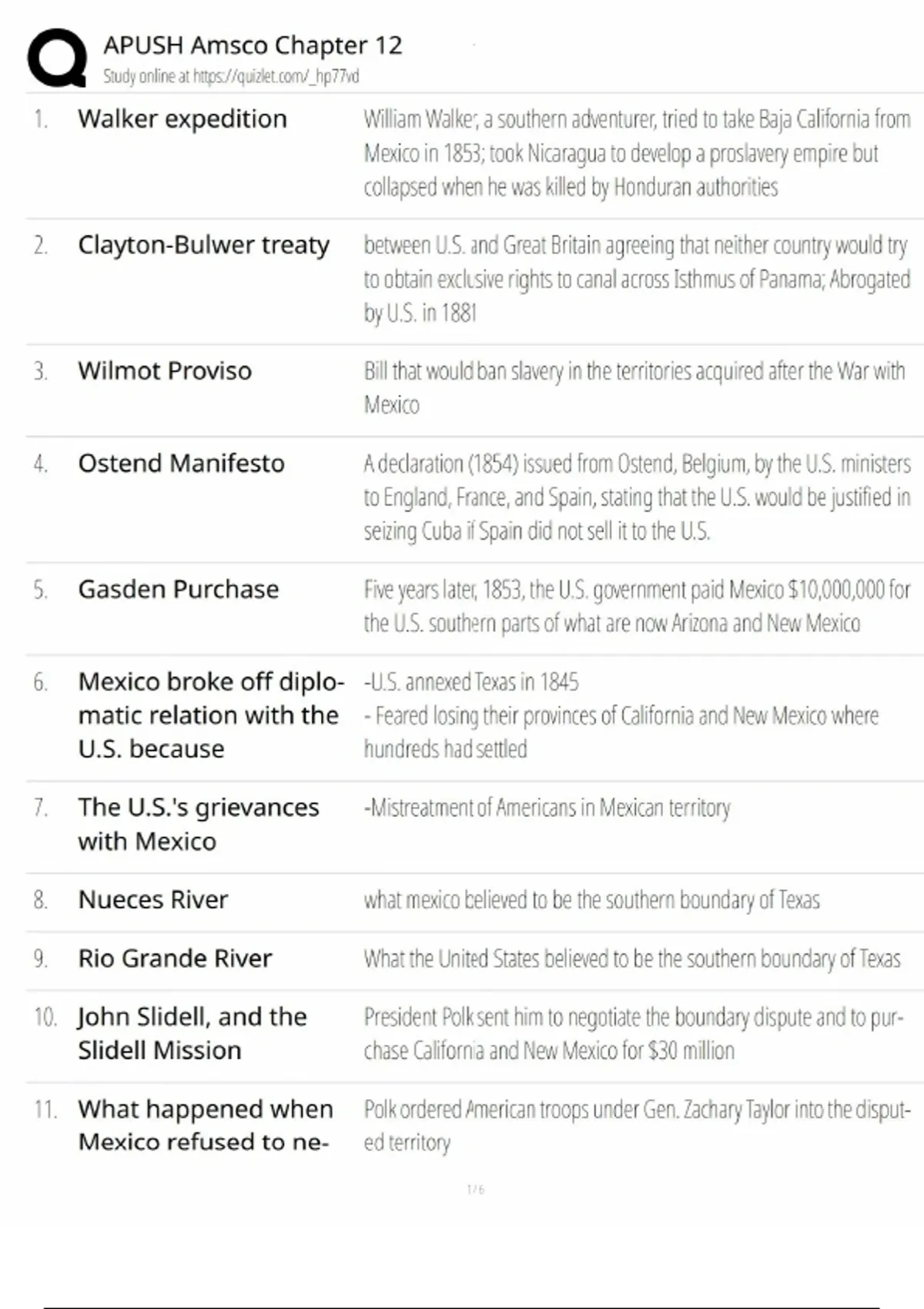 APUSH AMSCO Chapter 12 / Territorial & Economic Expansion (1830–1860 ...