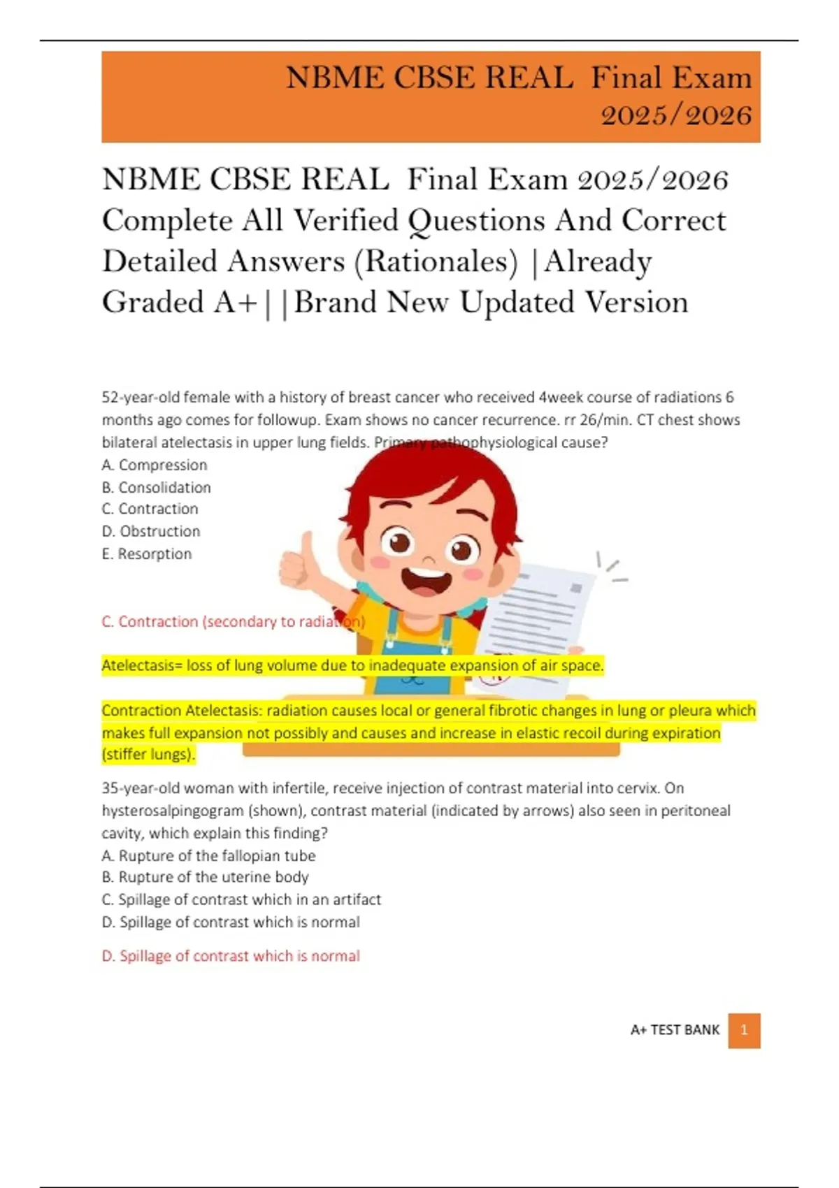 NBME CBSE REAL Final Exam 2025/2026 Complete All Verified Questions And ...