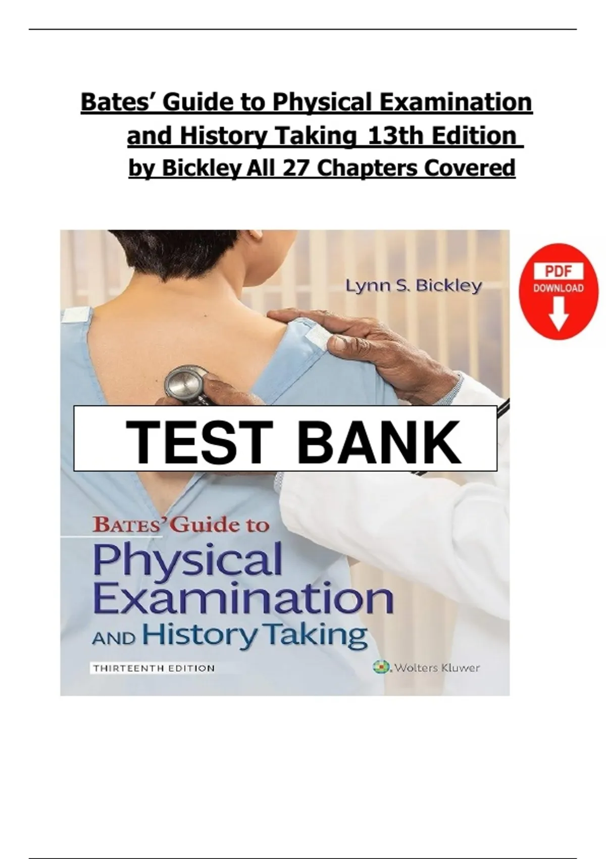Bates’ Guide to Physical Examination and History Taking 13th Edition by ...