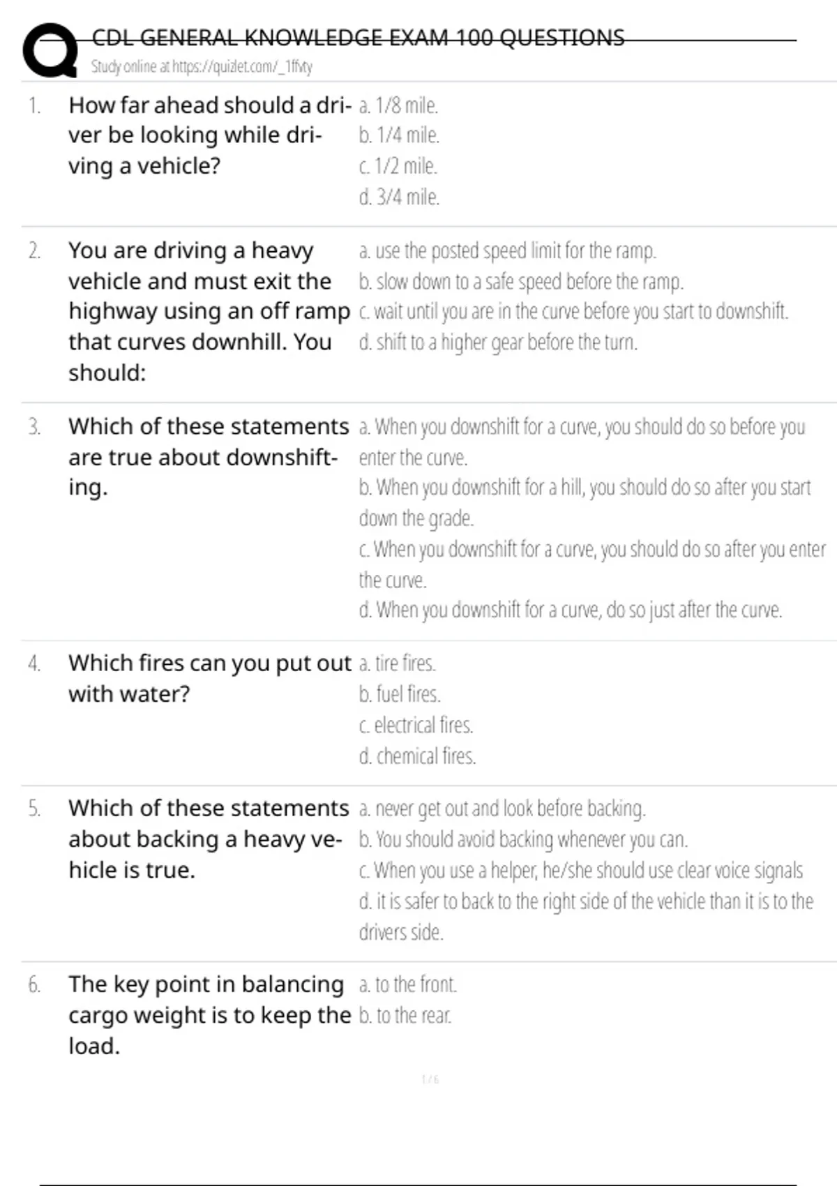 CDL General Knowledge Exam 100 Questions – 2025 Practice Test & Answers ...