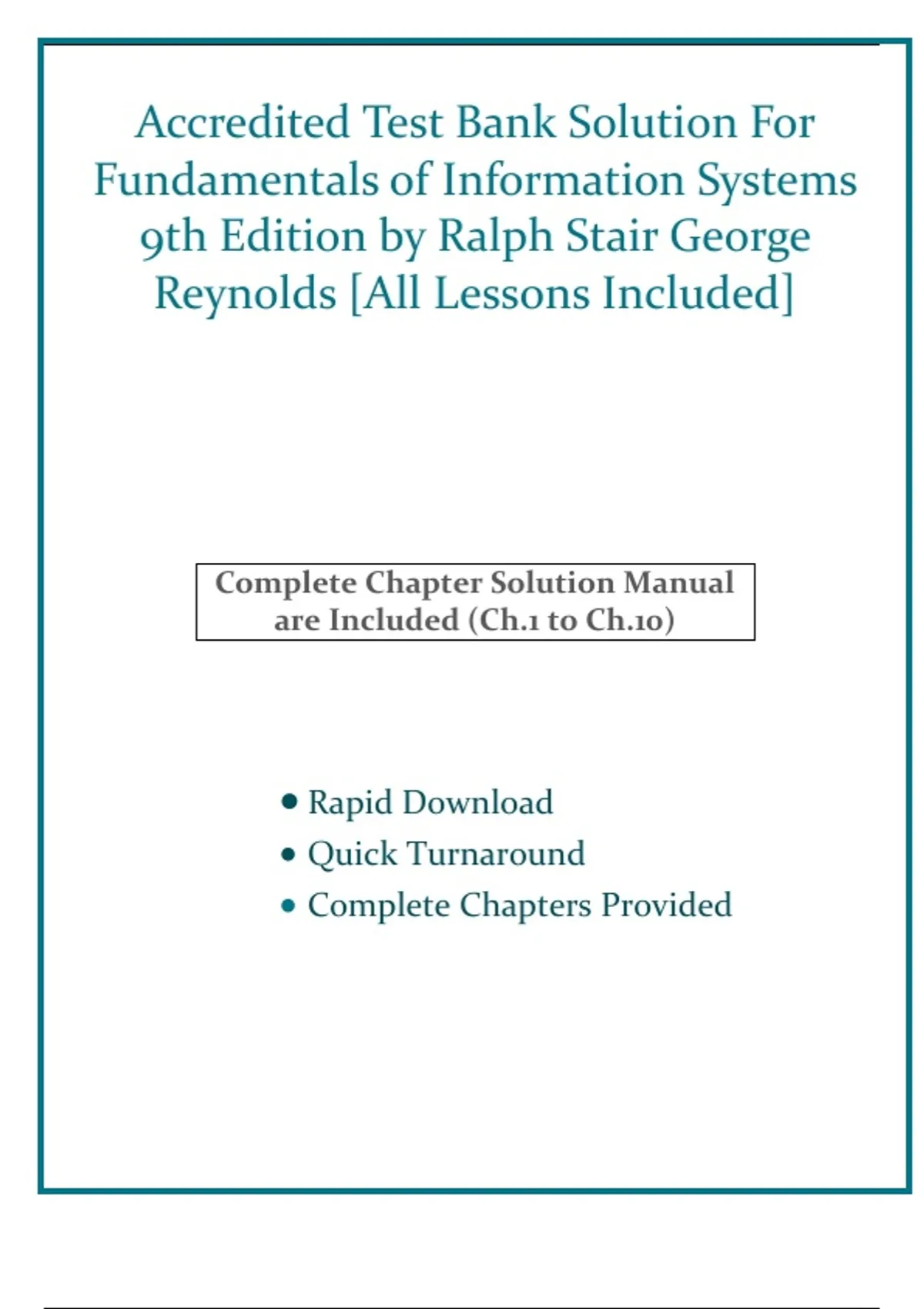 Accredited Test Bank Solution For Fundamentals of Information Systems ...