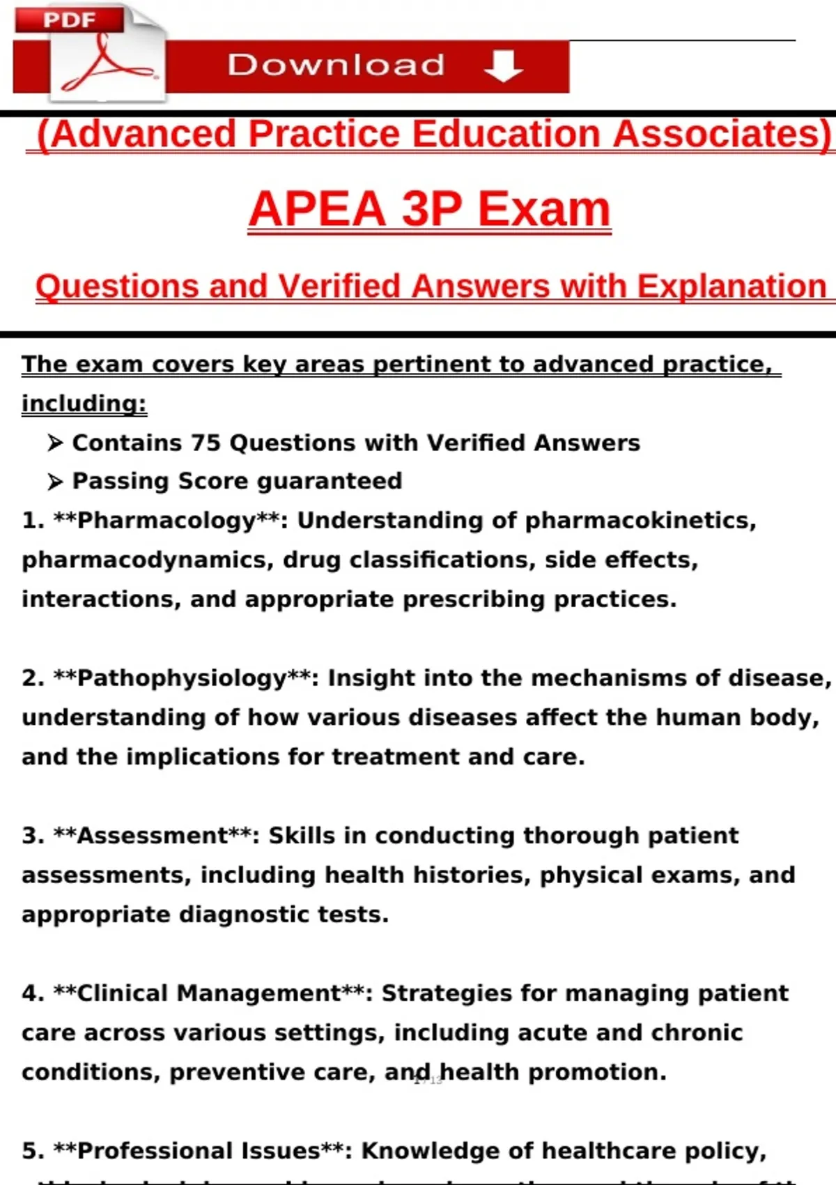 APEA 3P Exam – Questions and Answers Guide - Apea - Stuvia US