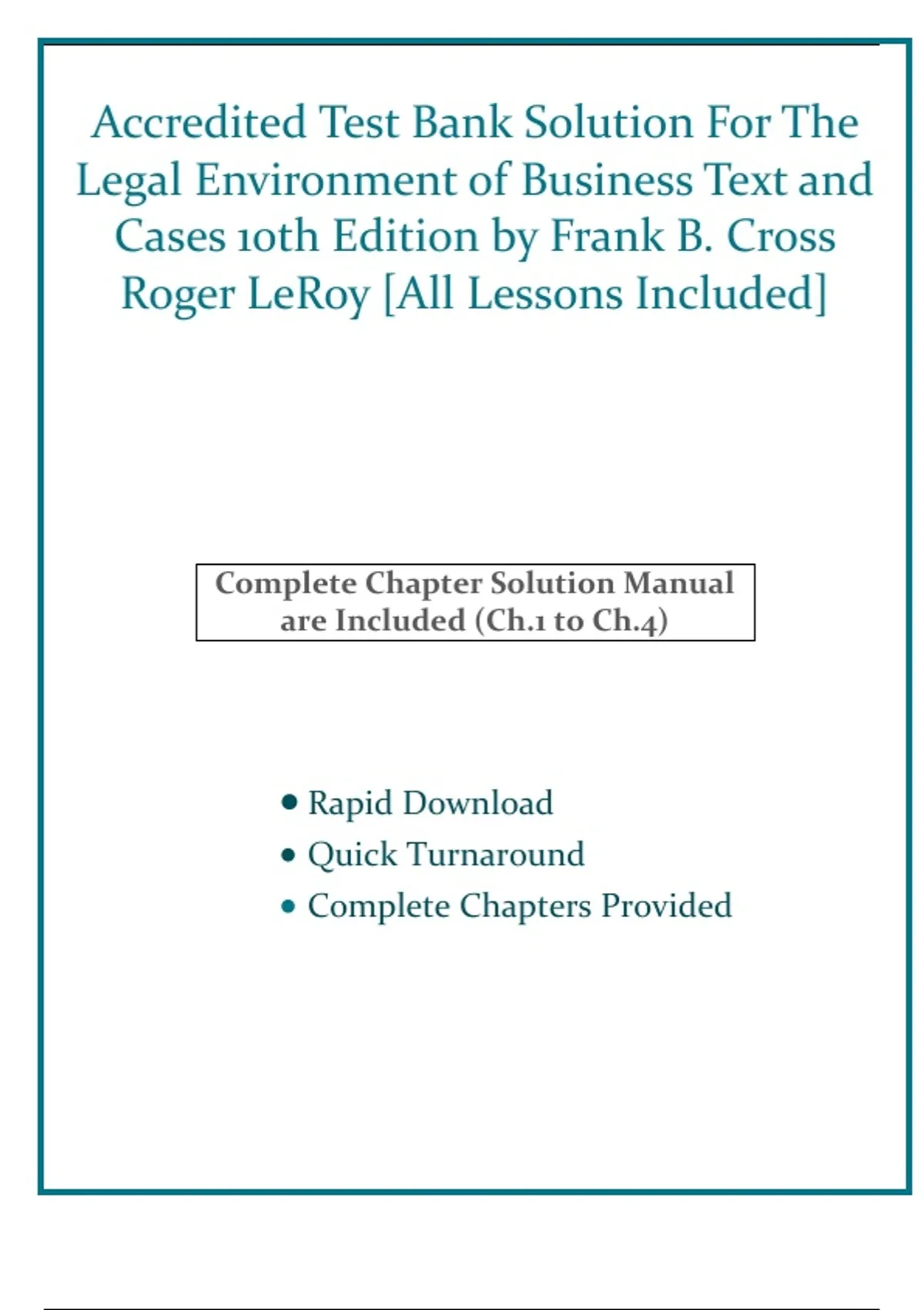 Accredited Test Bank Solution For The Legal Environment of Business ...