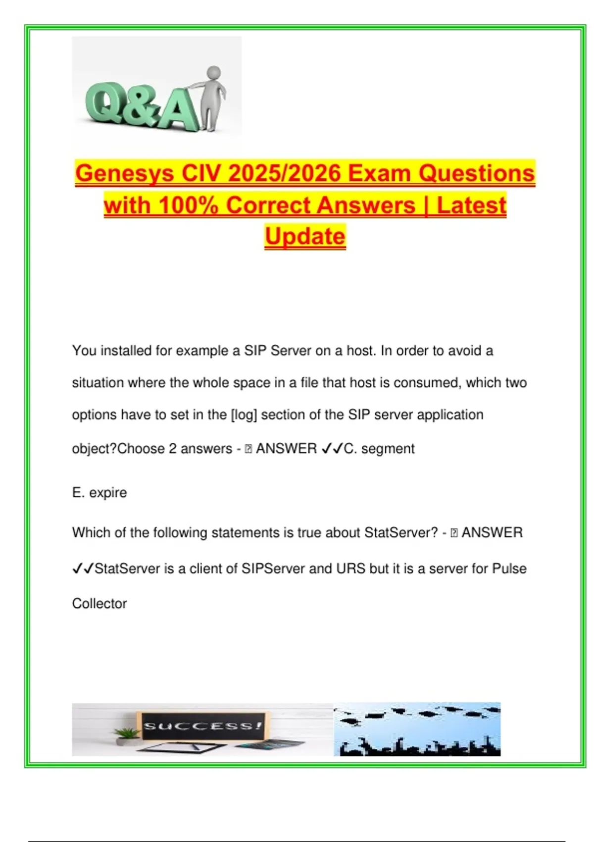 Genesys CIV Exam 2025/2026 – 300+ Verified Questions with Answers on ...