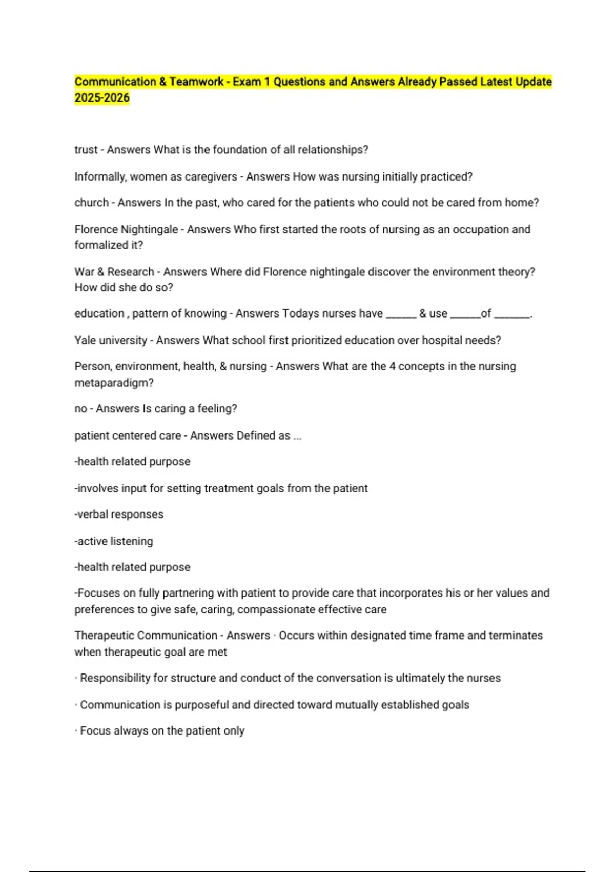 Communication & Teamwork - Exam 1 Questions and Answers Already Passed ...