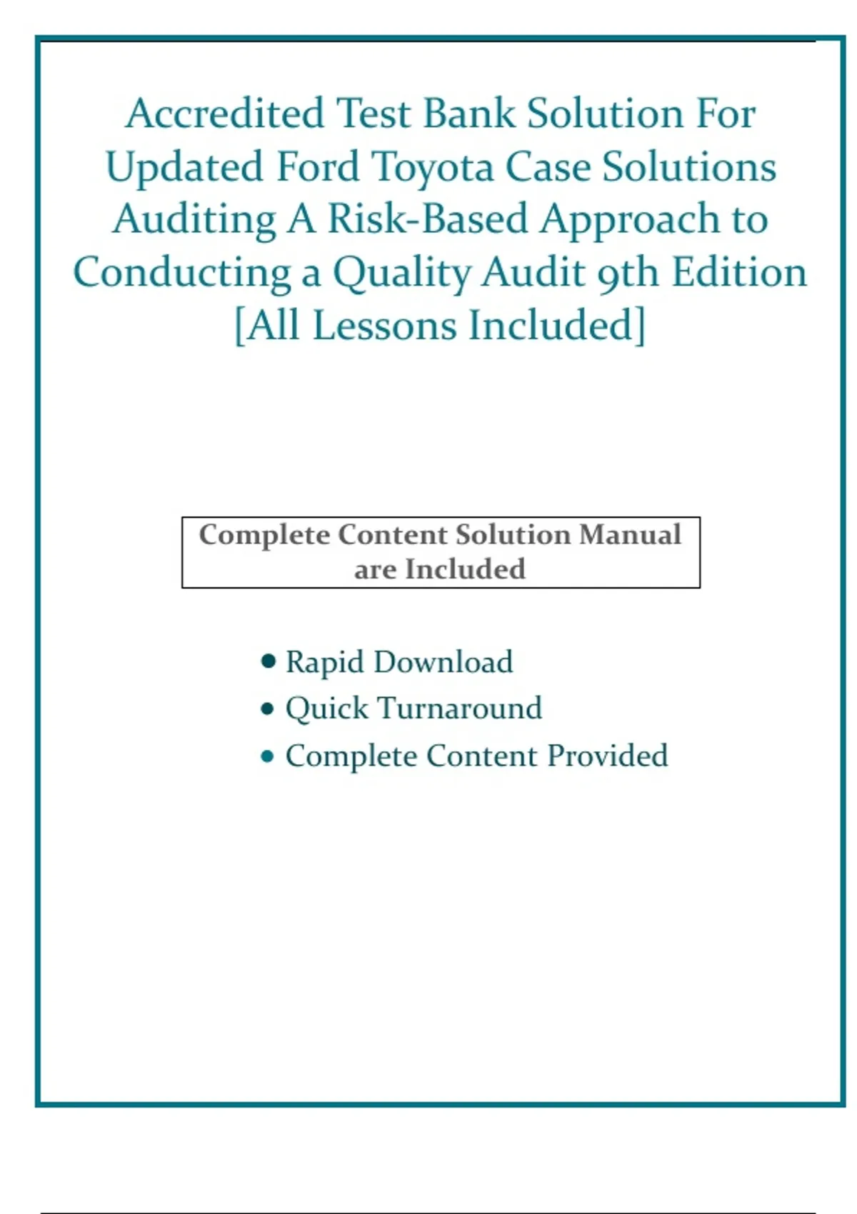 Accredited Test Bank Solution For Updated Ford Toyota Case Solutions ...