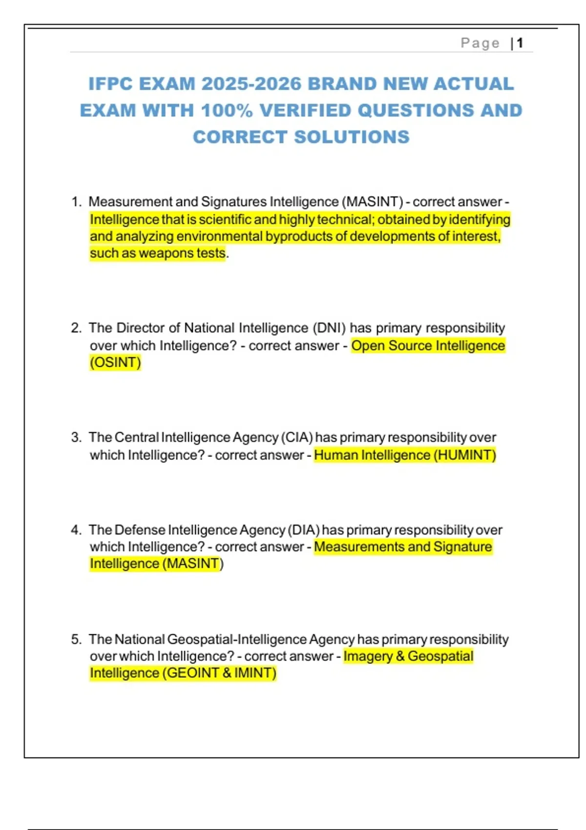 IFPC EXAM BRAND NEW ACTUAL EXAM WITH 100- VERIFIED QUESTIONS AND ...