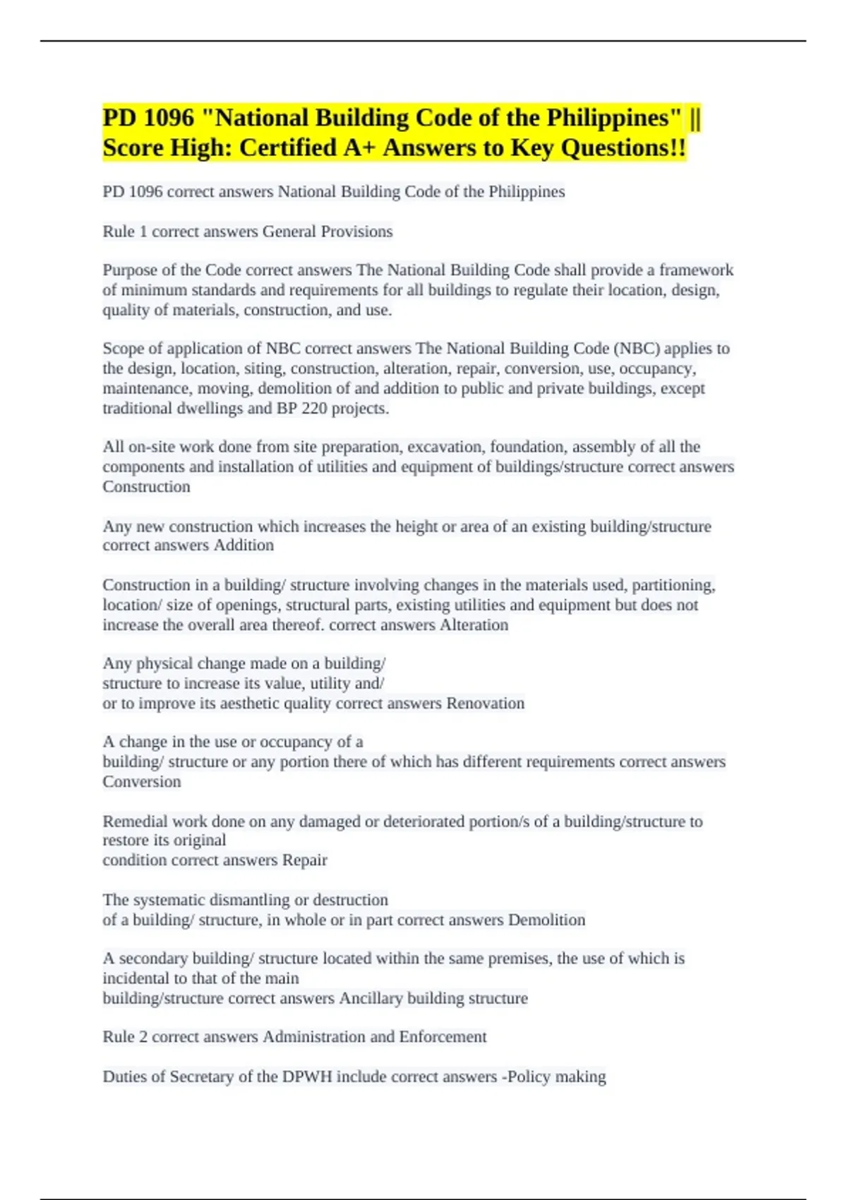 PD 1096 "National Building Code of the Philippines" || Score High ...