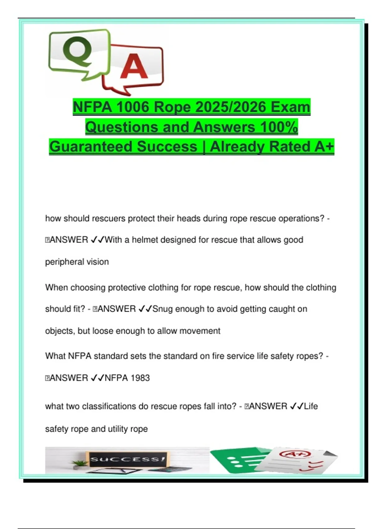 NFPA 1006 Rope Rescue Exam (2025/2026) – 150+ Verified Questions ...