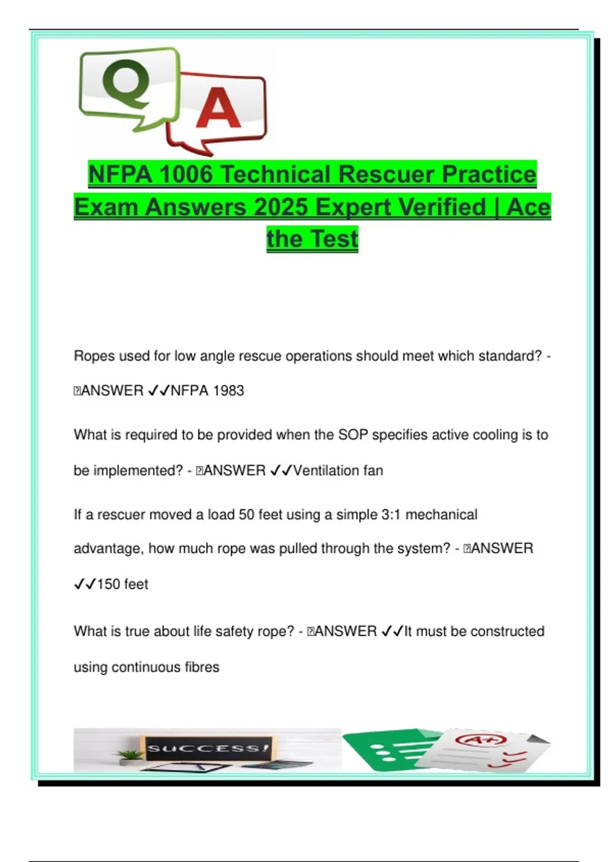 NFPA 1006 Technical Rescuer Exam (2025/2026) – 150+ Expert-Verified Questions & Answers | Rope ...