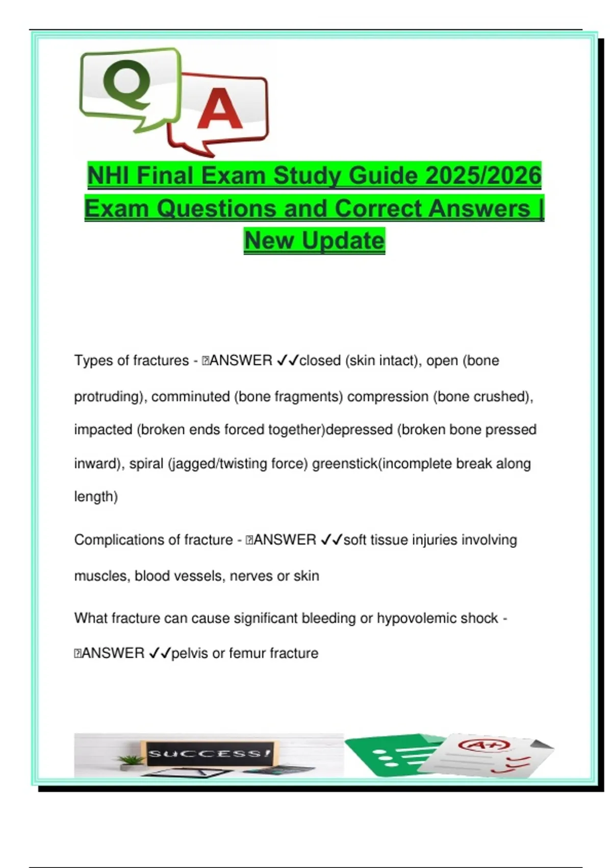 NHI Final Exam Study Guide 2025/2026 – 180+ Verified Questions ...