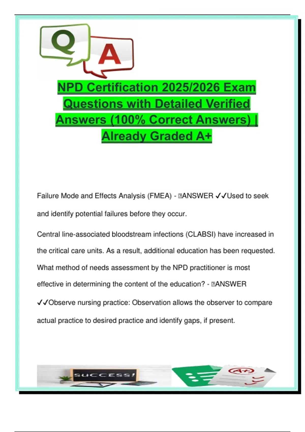 NPD Certification Exam 2025/2026 – 100+ A+ Verified Questions & Answers | FMEA, Gap Analysis ...