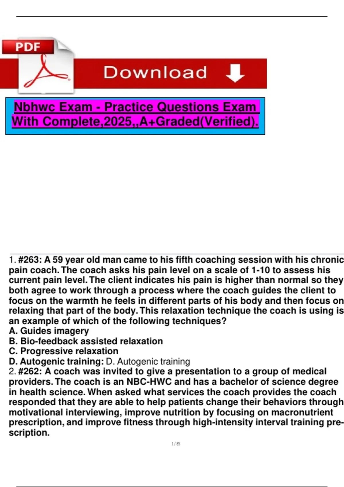 Nbhwc Exam - Practice Questions Exam With Complete,2025,,A+Graded ...