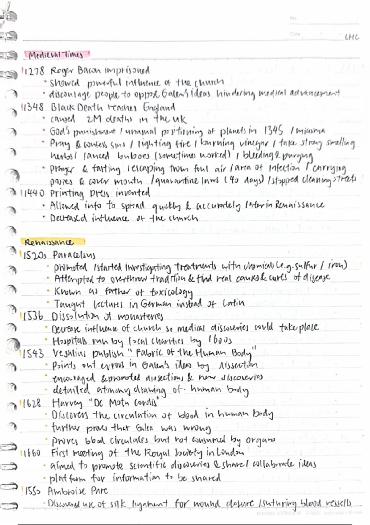 Summary Edexcel GCSE History Diseases Time-labeled Note - History ...