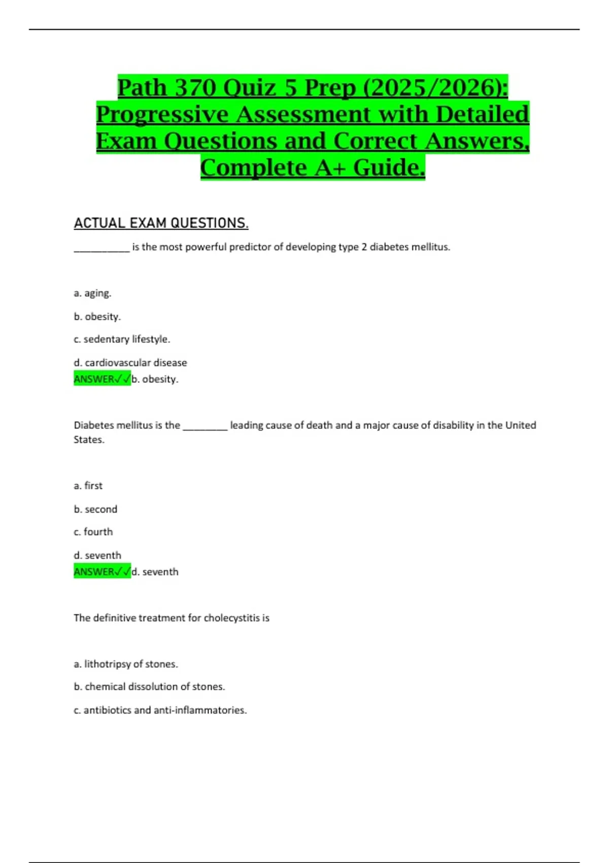Path 370 Quiz 5 Prep (2025/2026): Progressive Assessment with Detailed ...