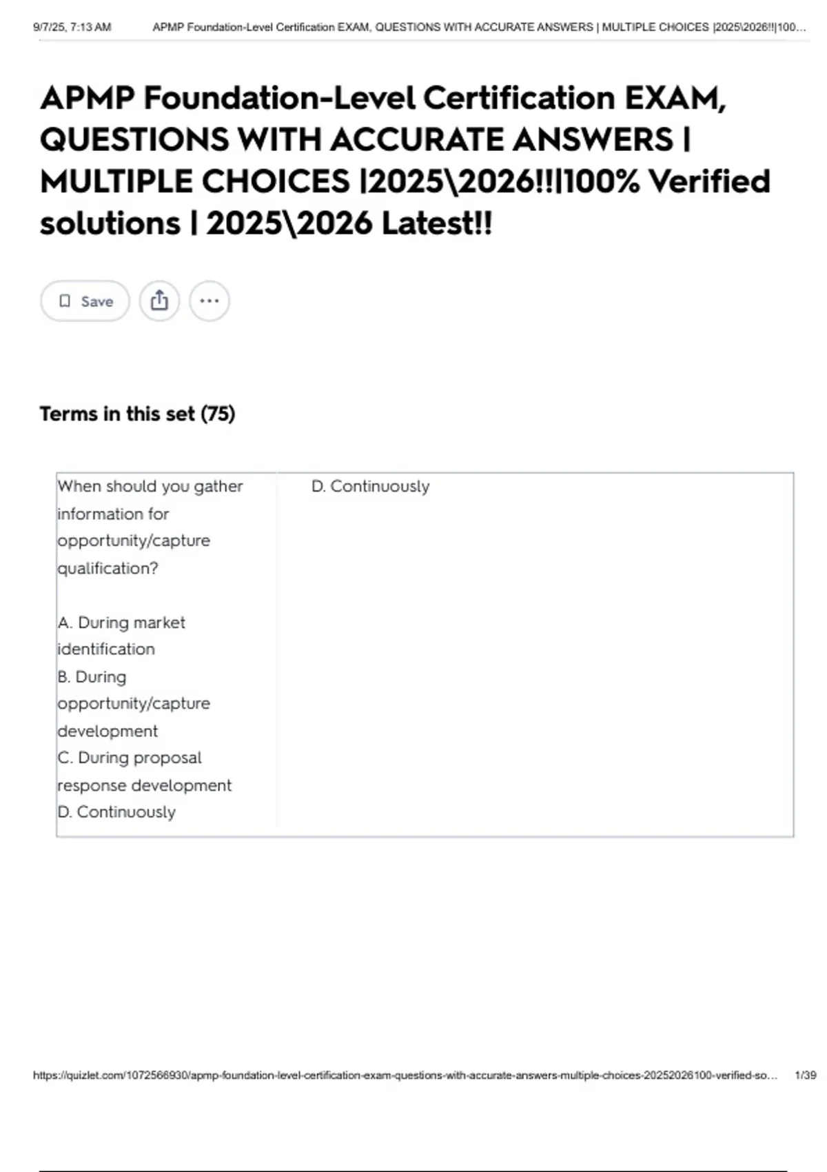 APMP Foundation-Level Certification EXAM, QUESTIONS WITH ACCURATE ...