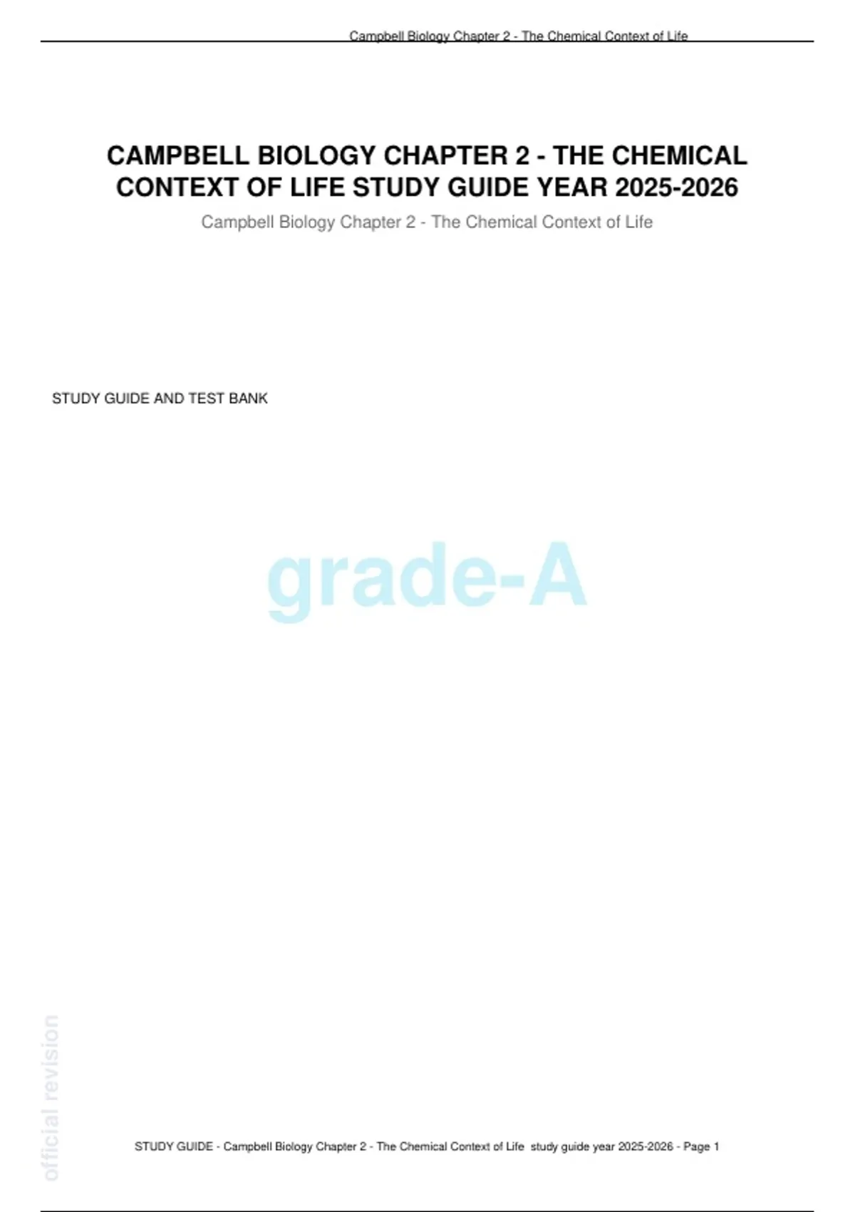 CAMPBELL BIOLOGY CHAPTER 2 - THE CHEMICAL CONTEXT OF LIFE STUDY GUIDE ...