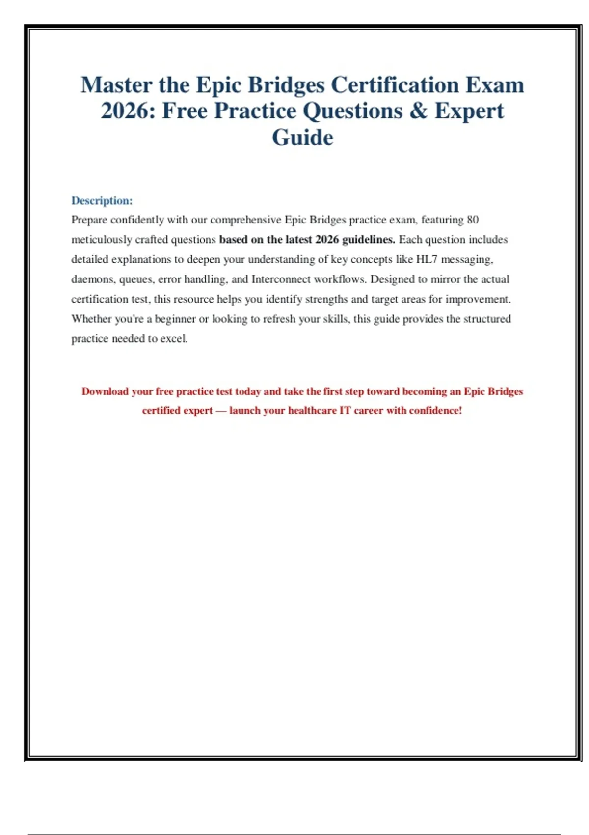 Epic Bridges Certification Practice Exam: Ace Your Test | 2026 Guide ...
