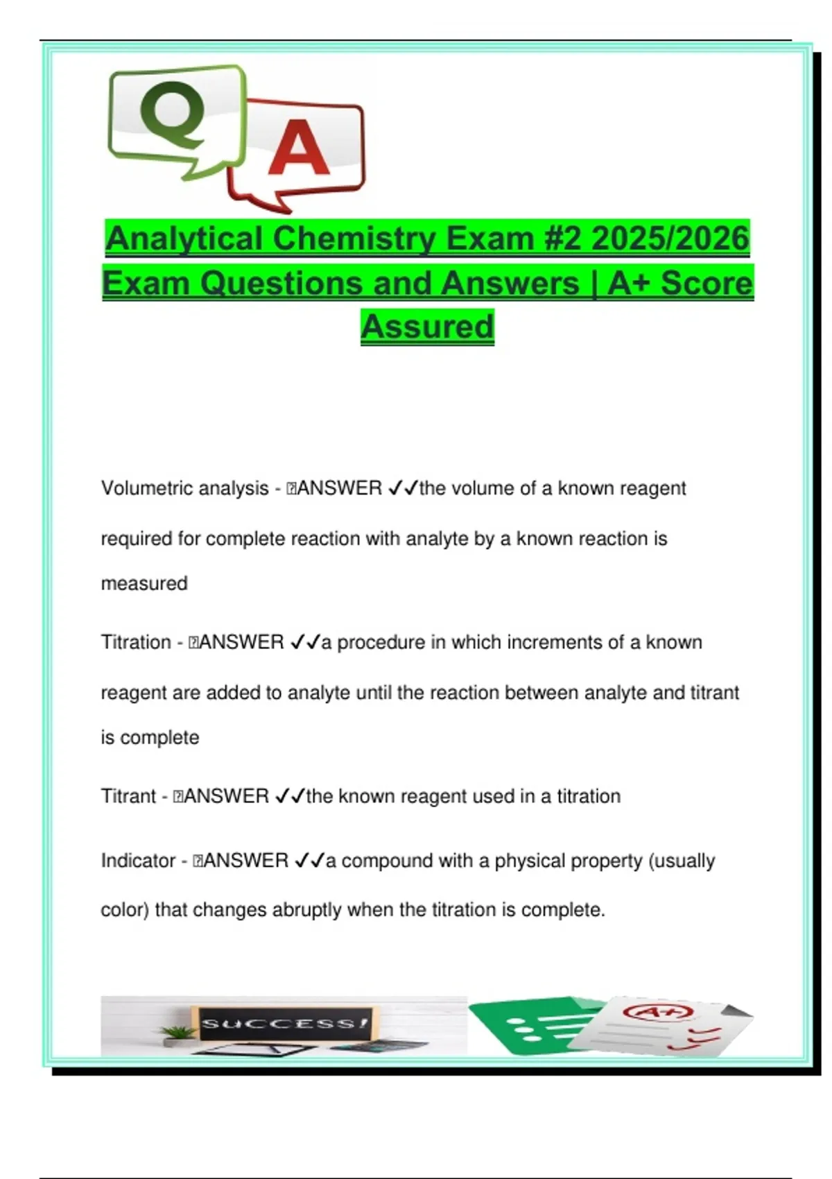 Analytical Chemistry Exam 2025/2026 – 100+ Solved Questions on ...