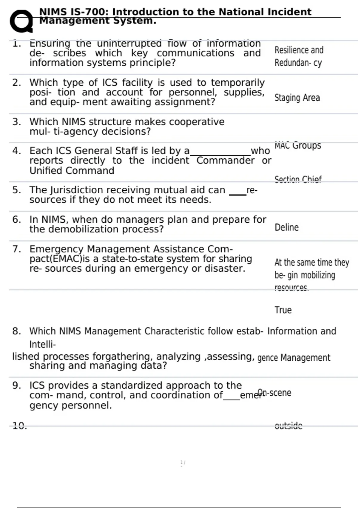 NIMS IS‑700: Introduction to the National Incident Management System ...