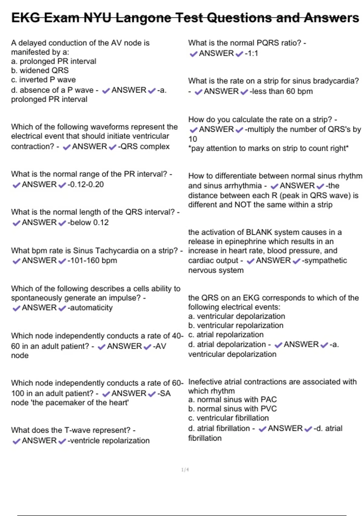 EKG Exam NYU Langone Test Questions and Answers - EKG NYU Langone ...
