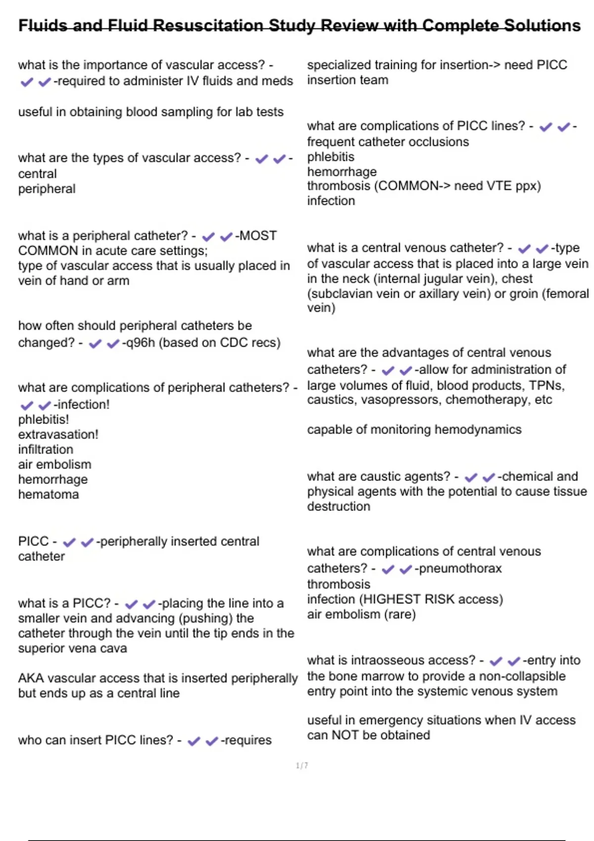 Fluids and Fluid Resuscitation Study Review with Complete Solutions ...