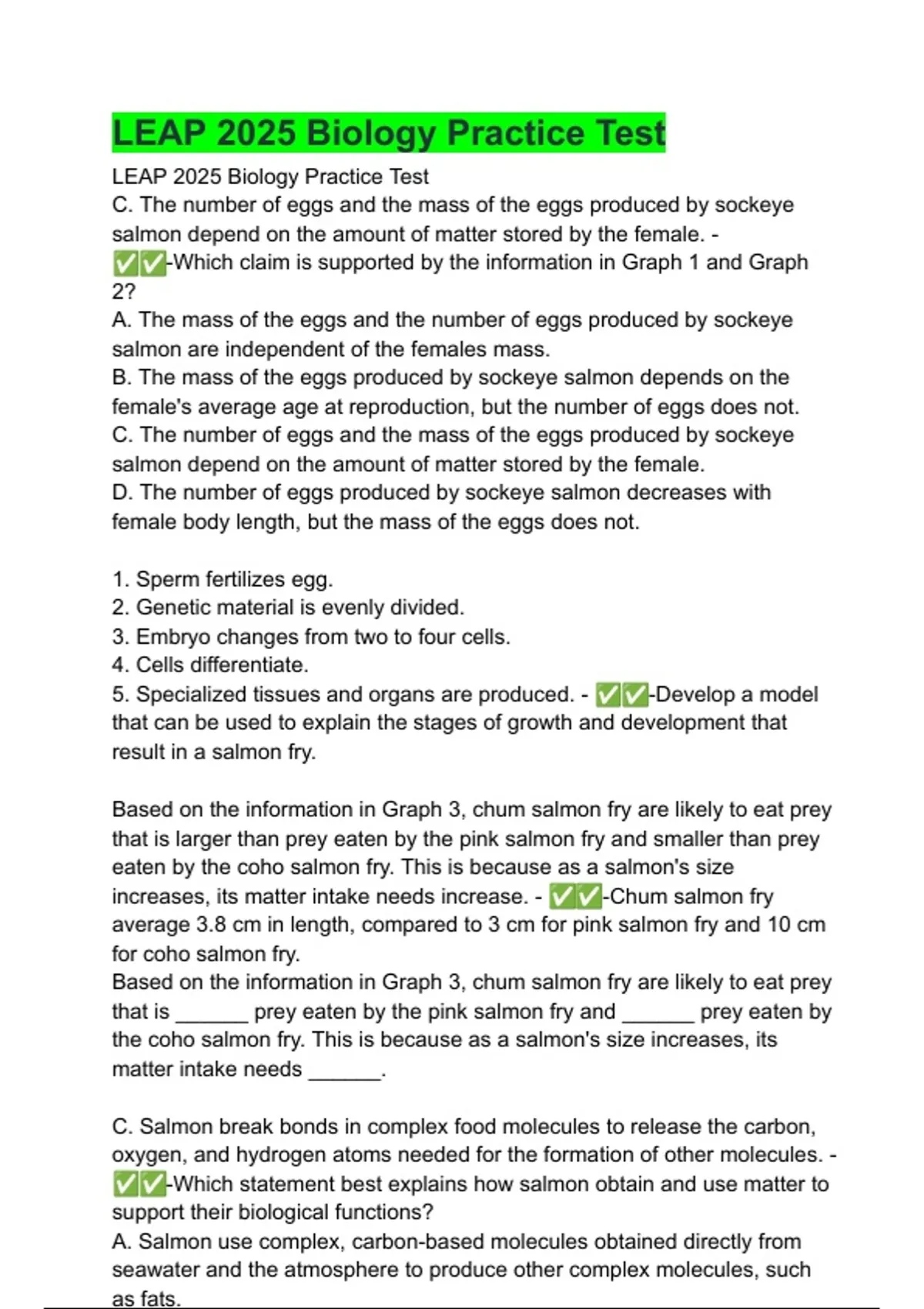 LEAP 2025 Biology Practice Test – Complete Study Guide with Questions ...